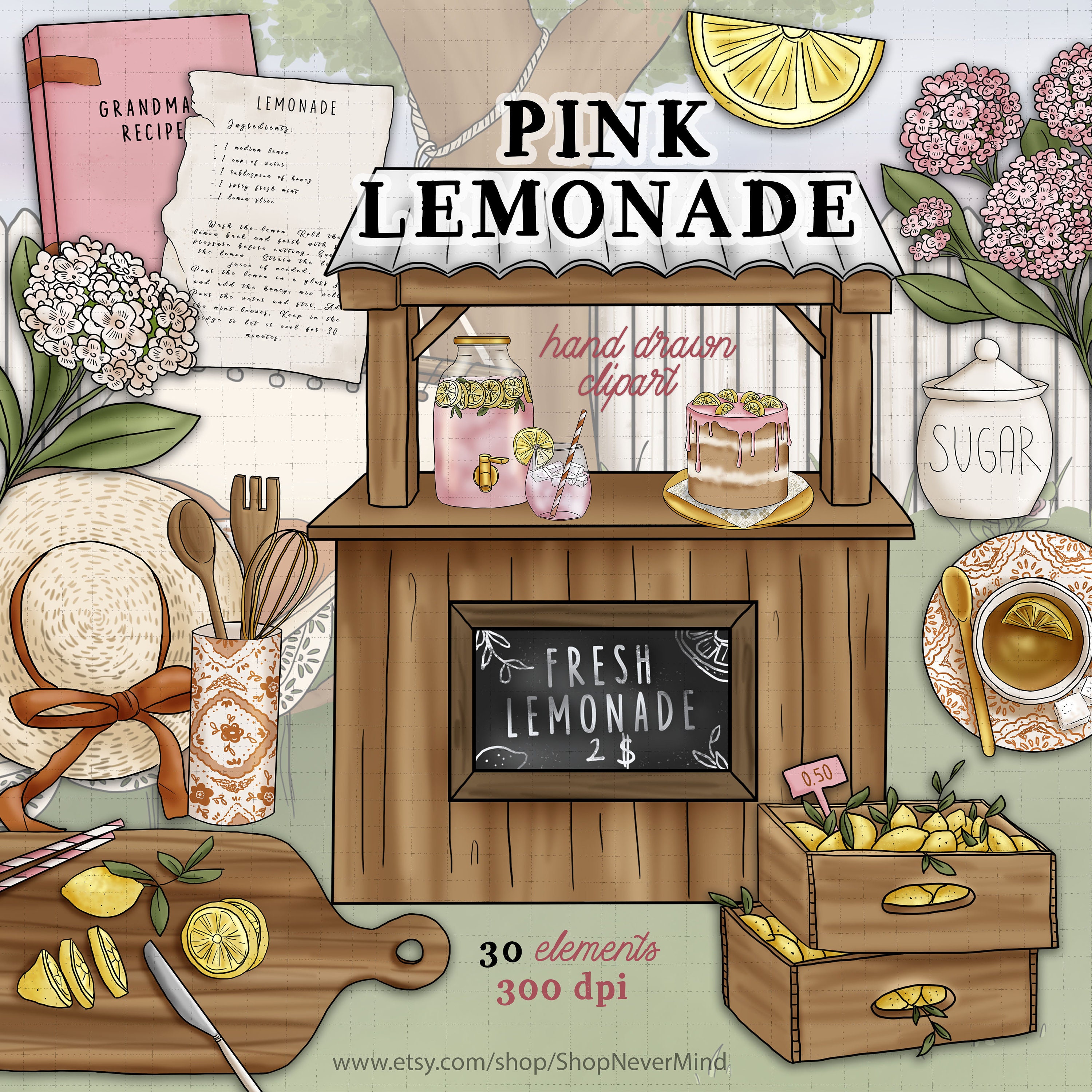 Glass Of Pink Lemonade Clipart