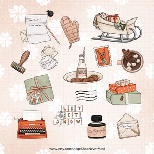 Christmas Clipart Kit Commercial Use Letters to Santa Clipart Stamps ...