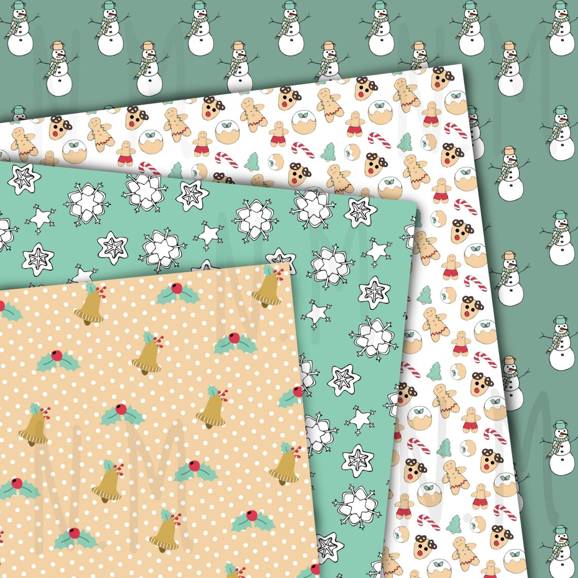 Christmas Digital Paper Pack Christmas Digital Pattern Cute | Etsy