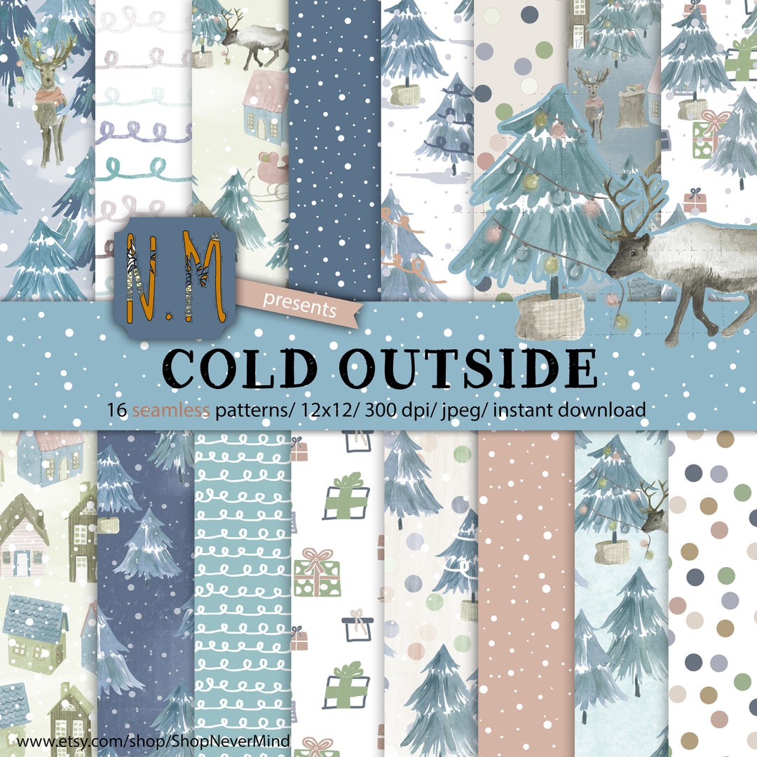 Christmas Paper Pack Commercial Use Winter Snow Digital Paper ...