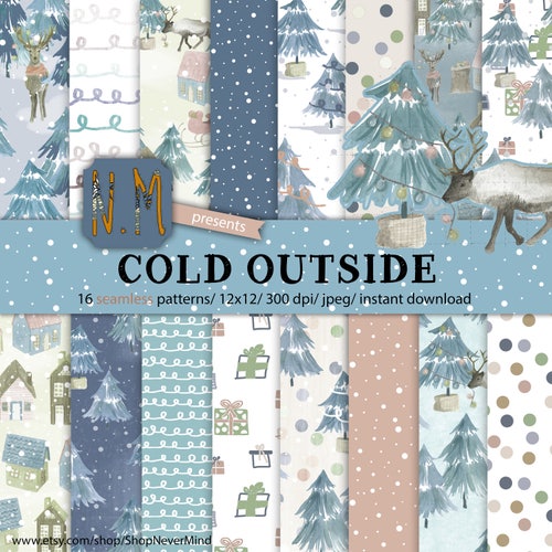 Christmas Paper Pack Commercial Use Winter Snow Digital Paper | Etsy