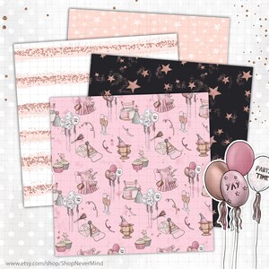 Birthday Digital Paper Pack Pink Birthday Party Digital Pattern ...