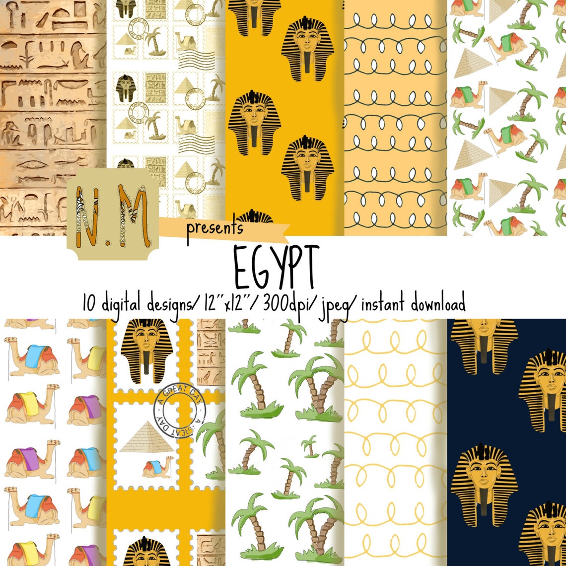 Travel Digital Paper Egypt Digital Pattern Summer Vacation - Etsy