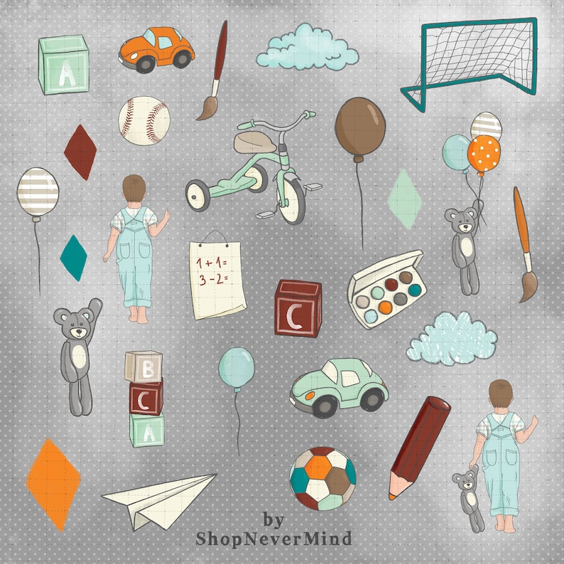 Baby Boy Clipart Set Baby Nursery Digital Clip Art Commercial - Etsy
