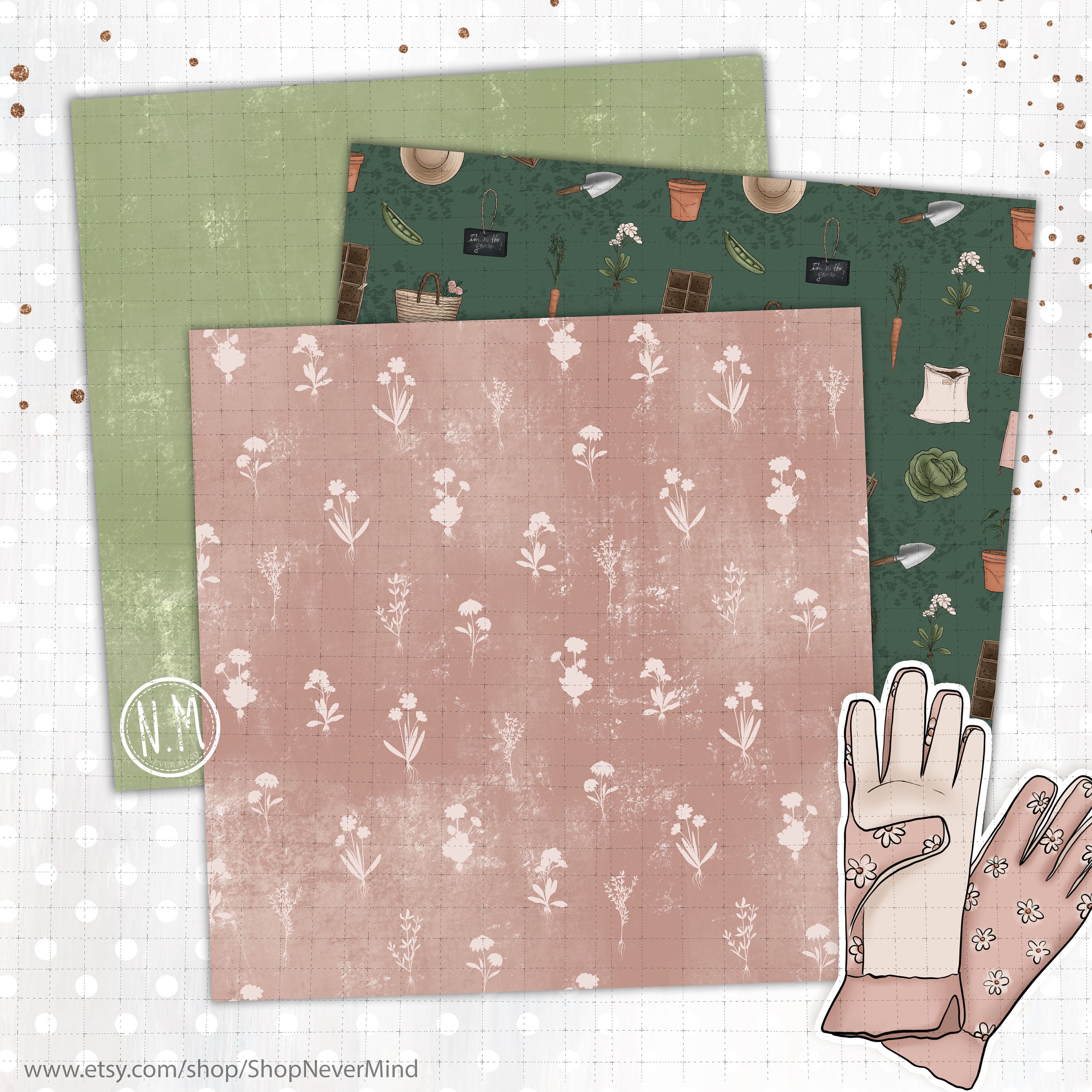 Spring Garden Digital Paper Pack Gardening Digital Pattern - Etsy