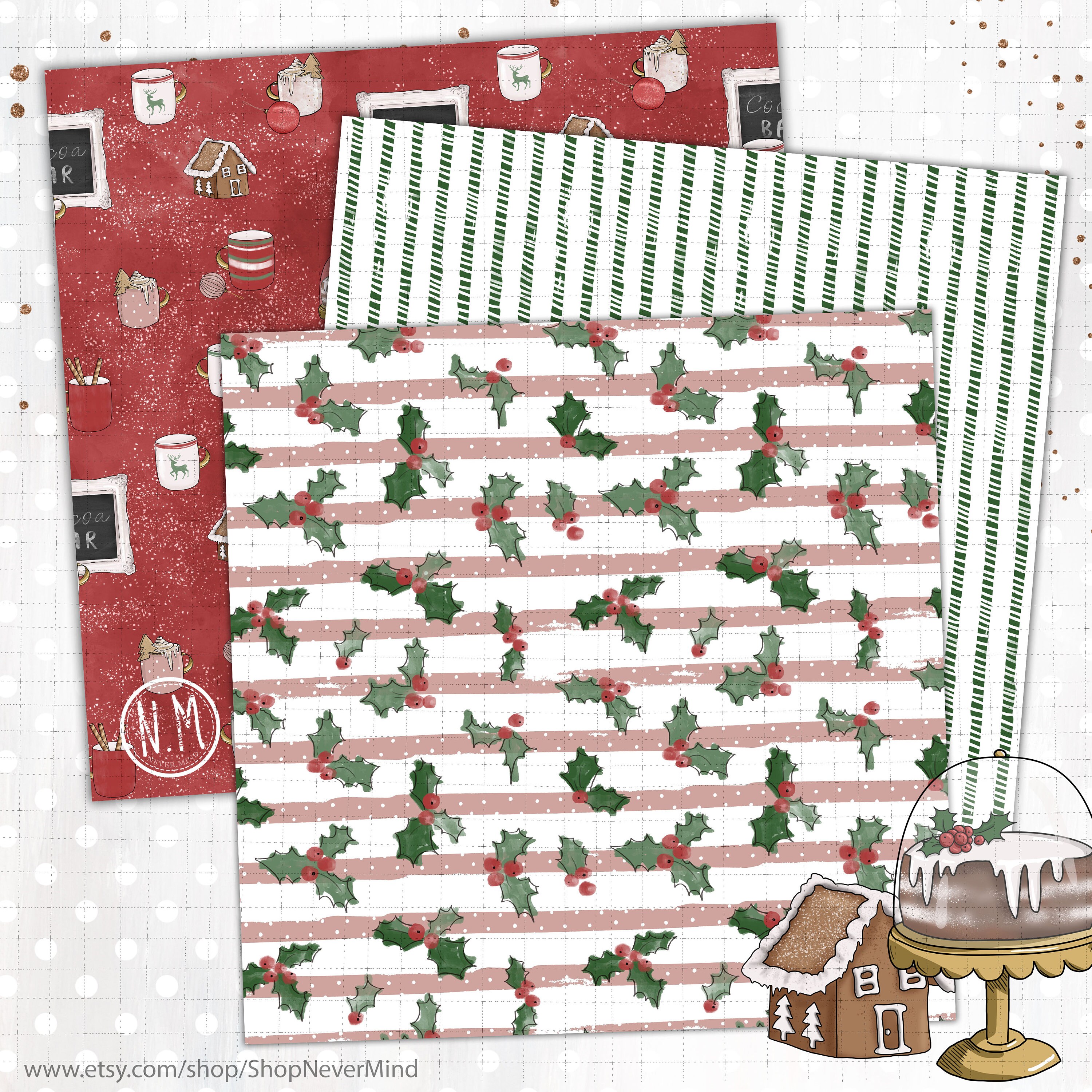 Christmas Digital Paper Pack Decorating for Christmas Classic - Etsy