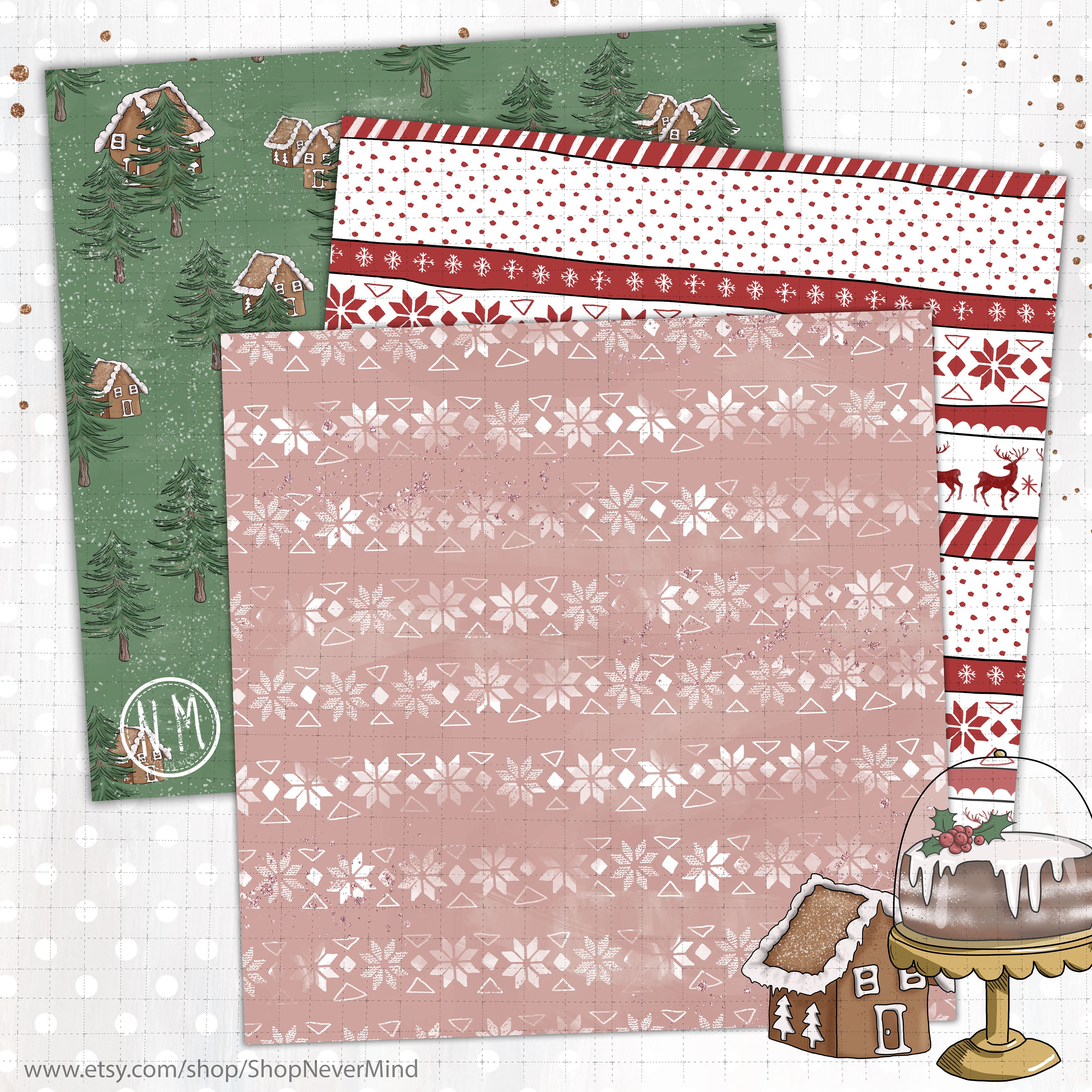 Christmas Digital Paper Pack Decorating for Christmas Classic - Etsy