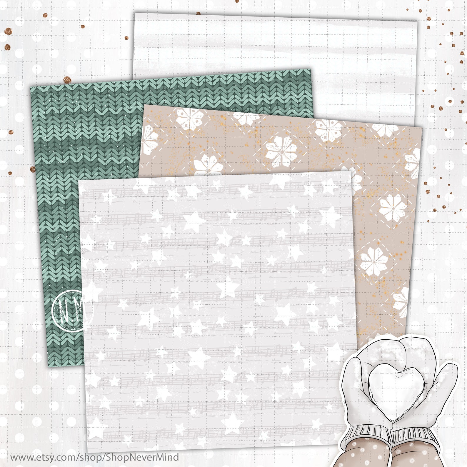 Christmas Digital Paper Pack White Christmas Digital Pattern | Etsy