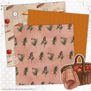 Fall Digital Paper Pack Apple Picking Fall Digital Pattern Apple Pie ...