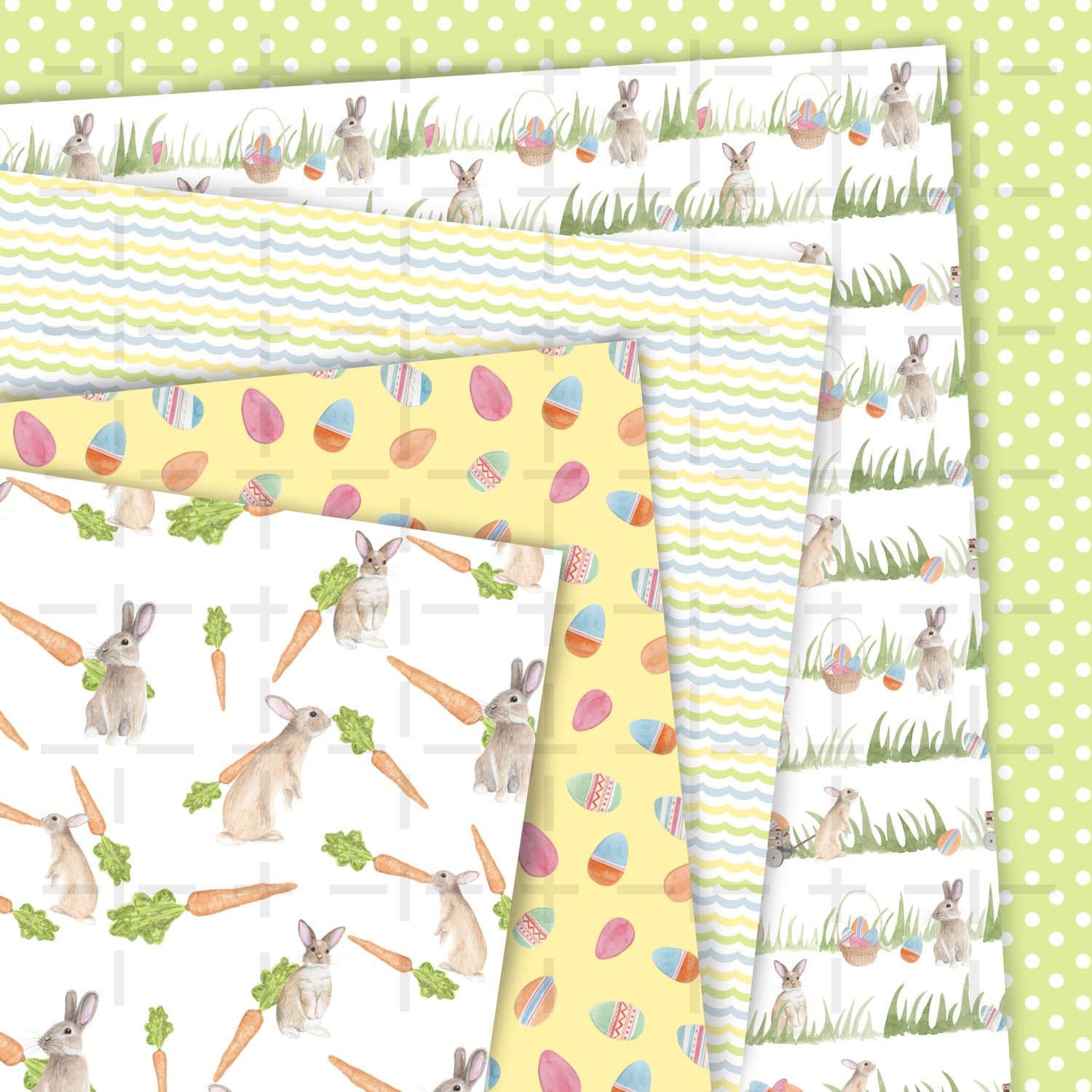 Easter Digital Paper Pack Watercolor Easter Egg Hunt Pattern - Etsy