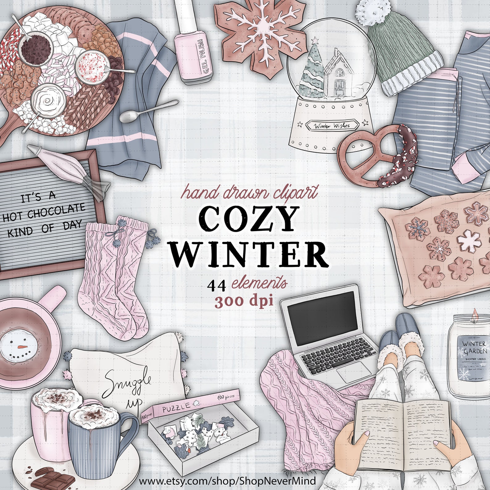Winter Clipart Kit Commercial Use Cozy Winter Clipart Hot | Etsy