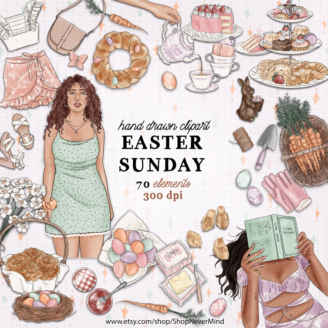 Easter Clipart Kit Easter Sunday Clipart Spring Garden Clipart ...