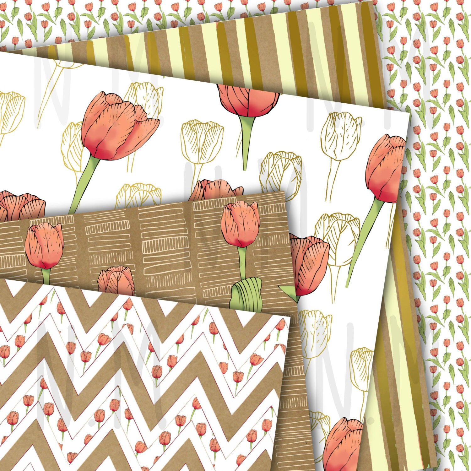 Floral Digital Paper Pack Floral Digital Pattern Pink Floral - Etsy