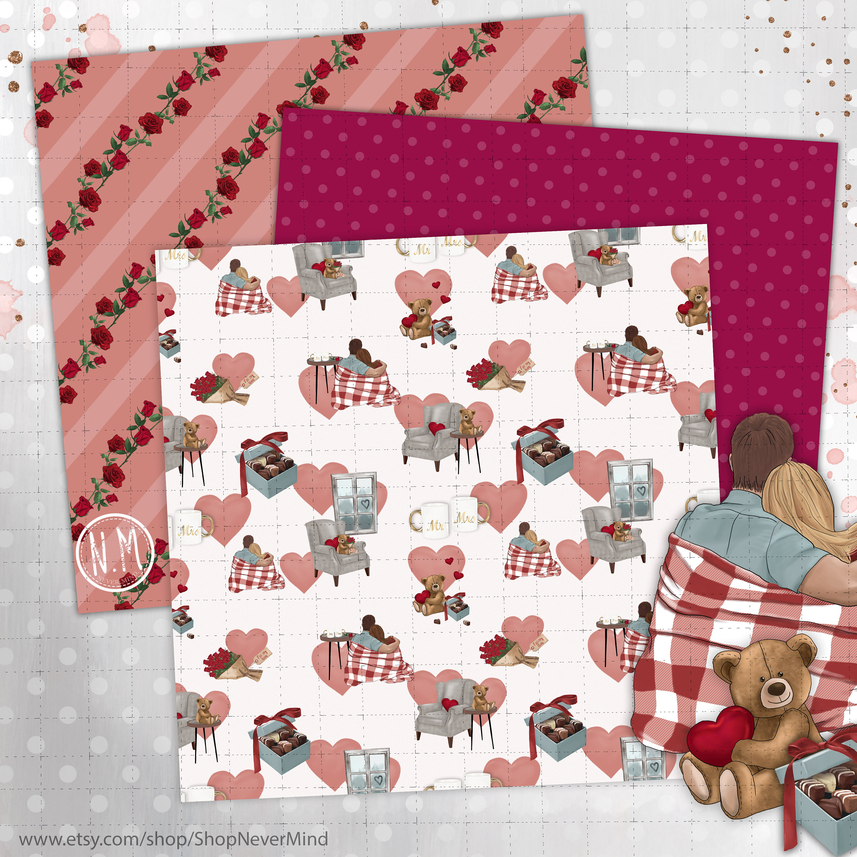 Valentines Day Digital Paper Anniversary Engagement Planner | Etsy