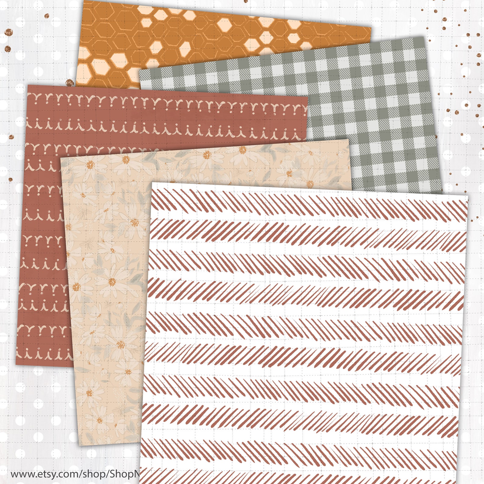 Fall Paper Pack Autumn Rain Digital Pattern Commercial Use - Etsy