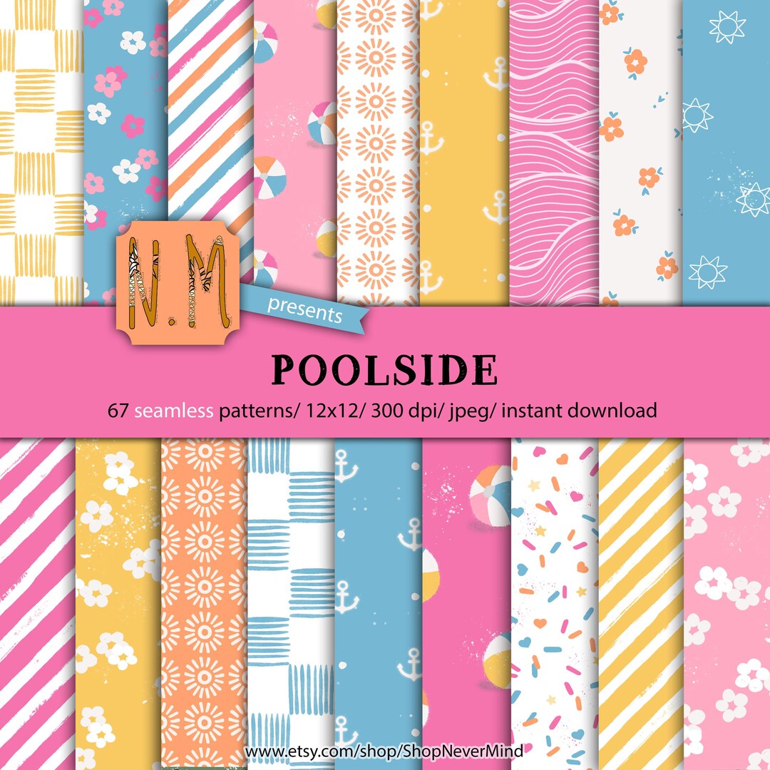 Summer Paper Pack Summer Vacation Digital Pattern Commercial Use ...