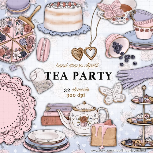 Tea Party Clipart Tea Party Graphics COMMERCIAL USE Tea - Etsy