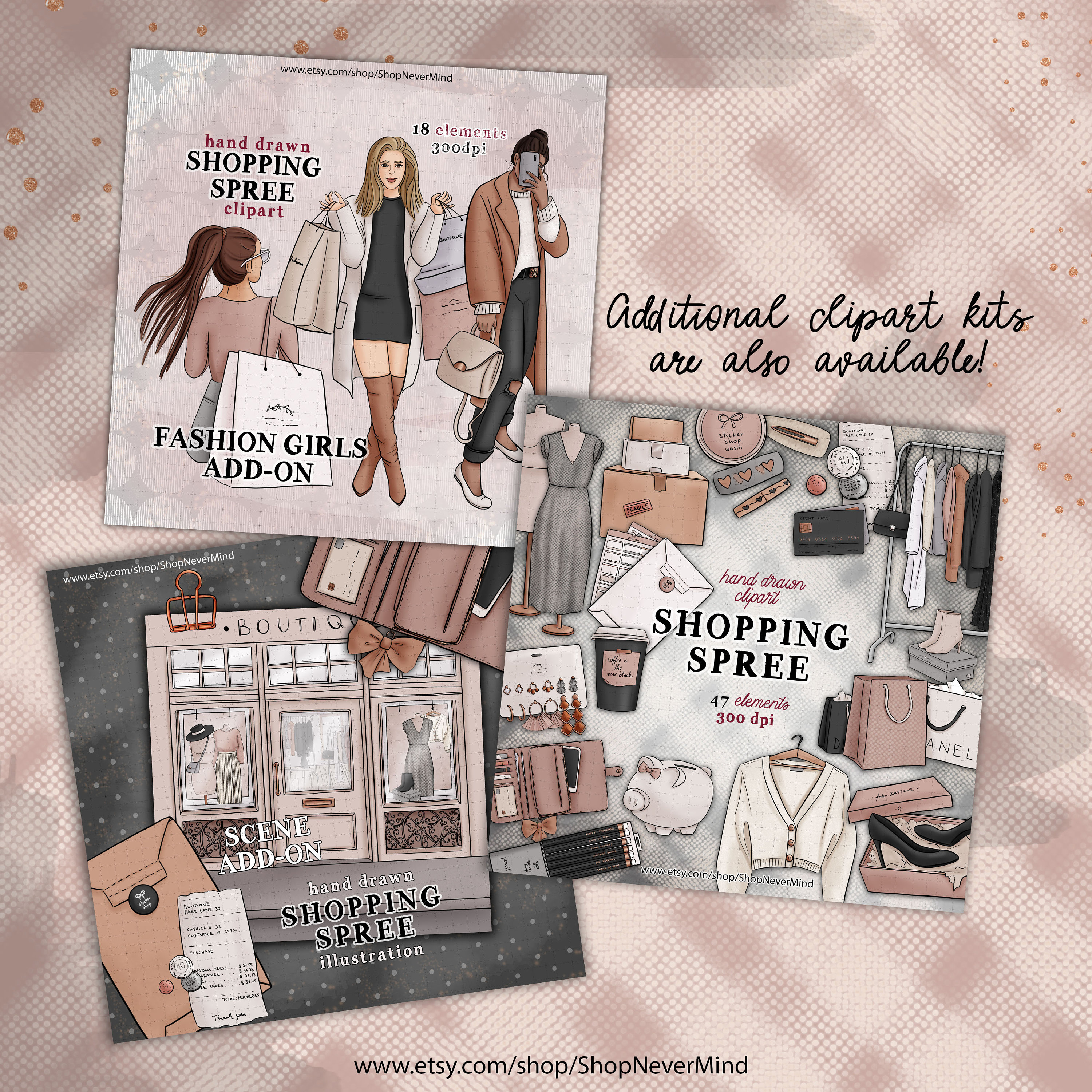 Shopping Digital Paper Pack Black Friday Shopping Spree - Etsy