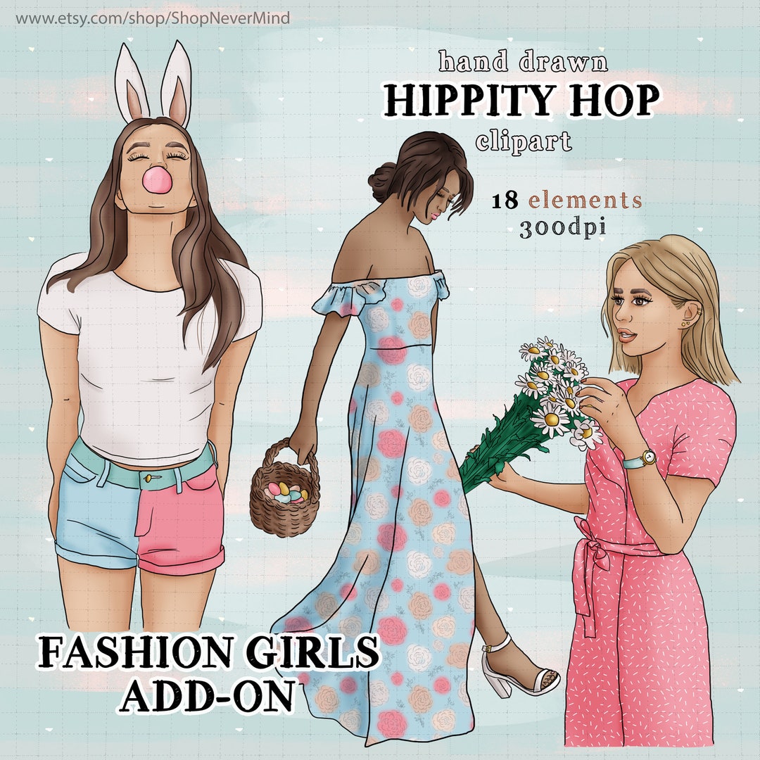 Easter Clipart Kit Easter Bunny Fashion Girls Clipart Commercial Use ...