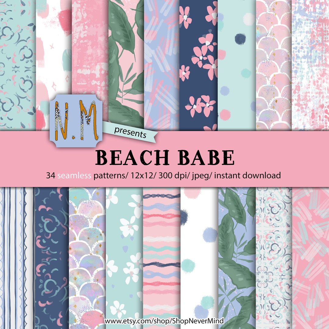 Summer Digital Paper Pack Pastel Summer Digital Pattern Commercial Use ...