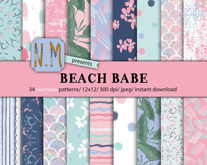 Summer Digital Paper Pack Pastel Summer Digital Pattern - Etsy