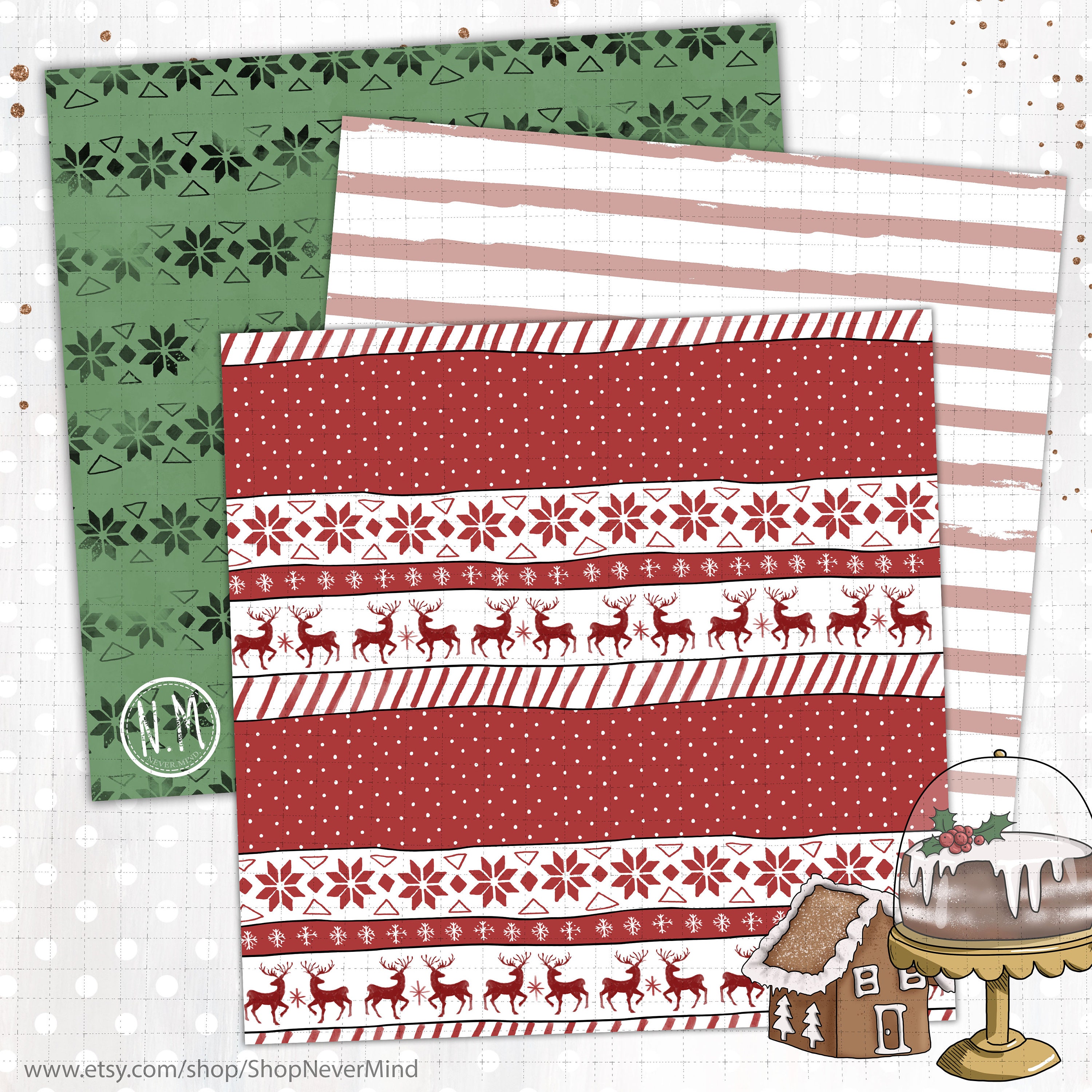 Christmas Digital Paper Pack Decorating for Christmas Classic - Etsy