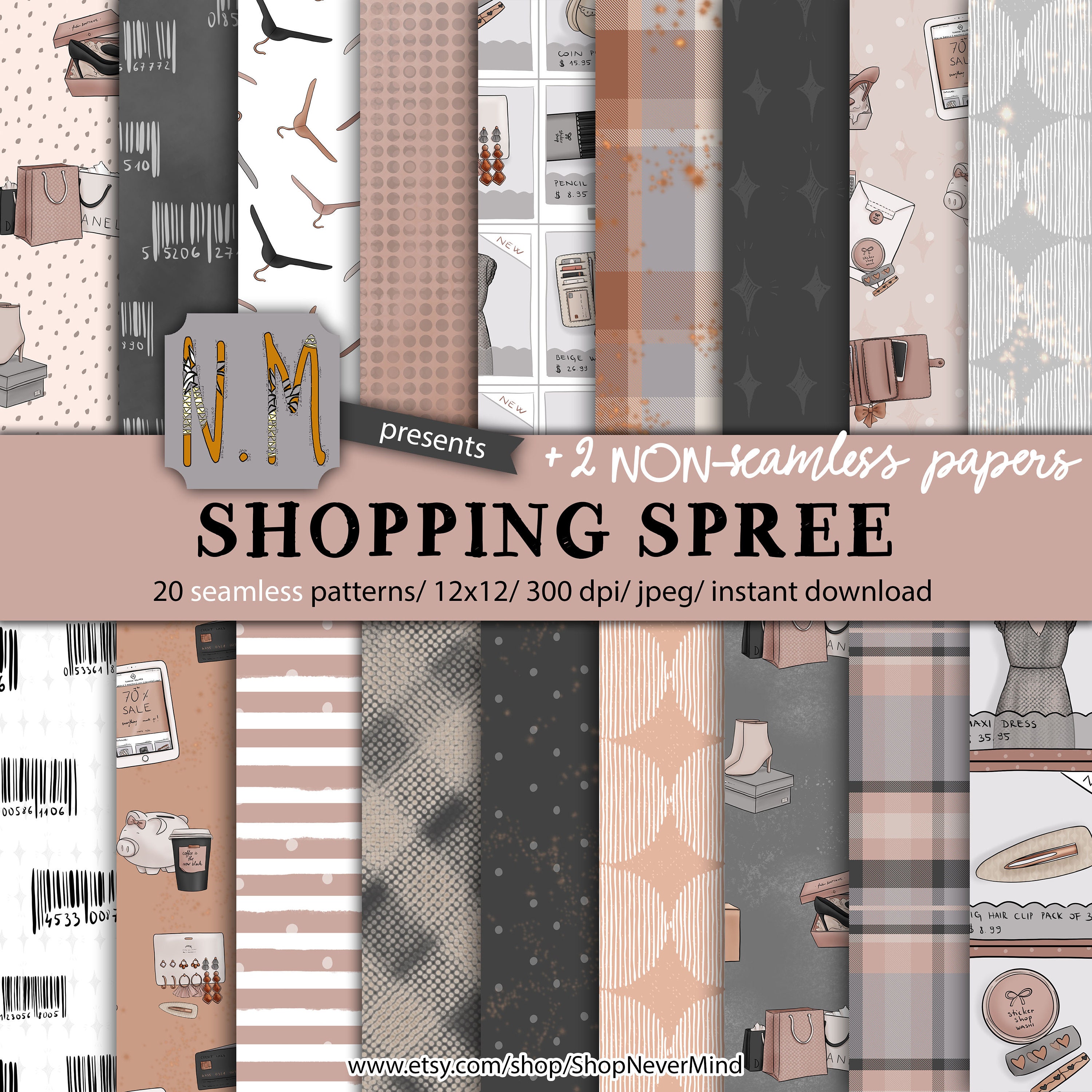 Shopping Digital Paper Pack Black Friday Shopping Spree - Etsy