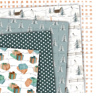 Winter Digital Paper Pack Winter Wonderland Digital Pattern Watercolor ...