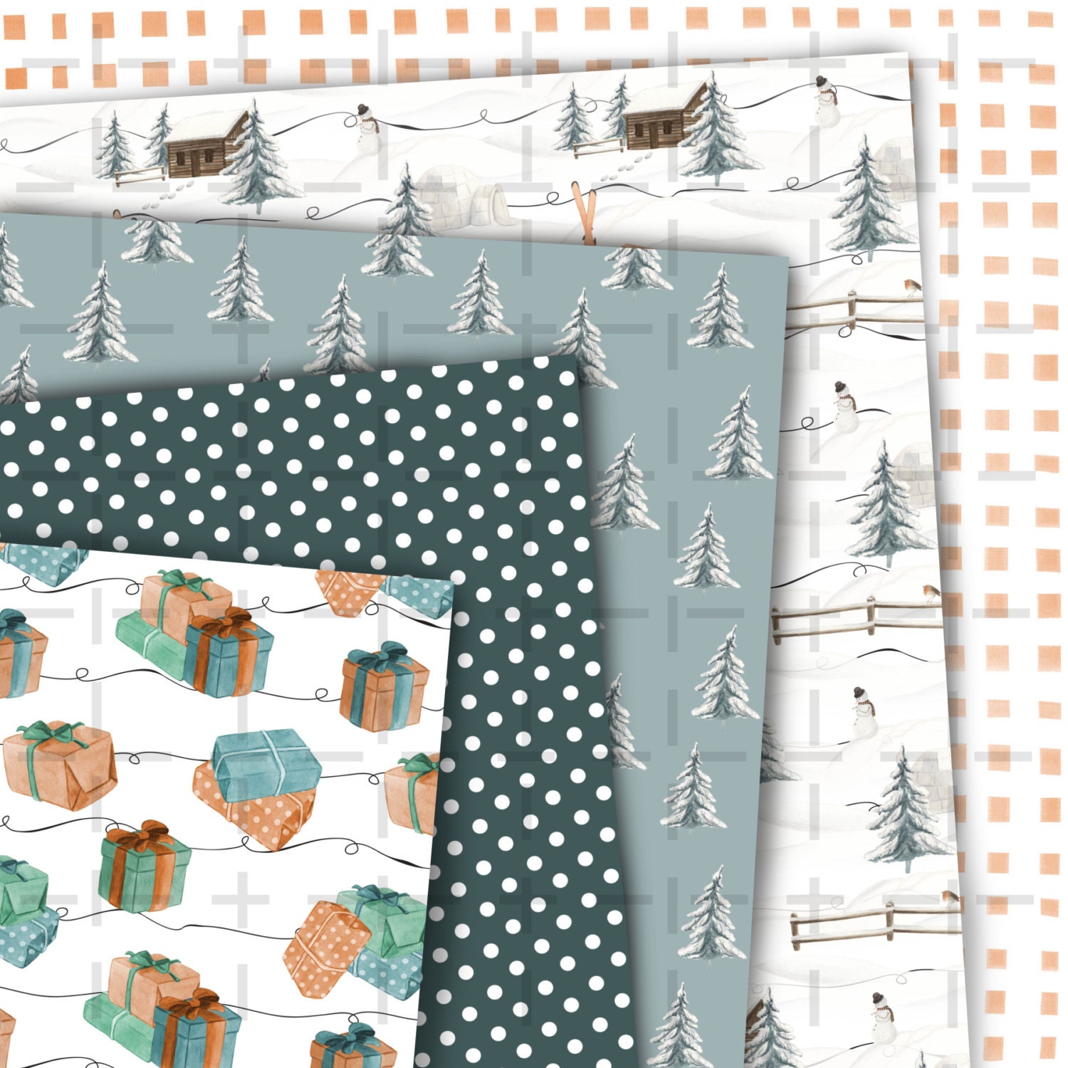 Winter digital paper pack Winter Wonderland digital pattern | Etsy