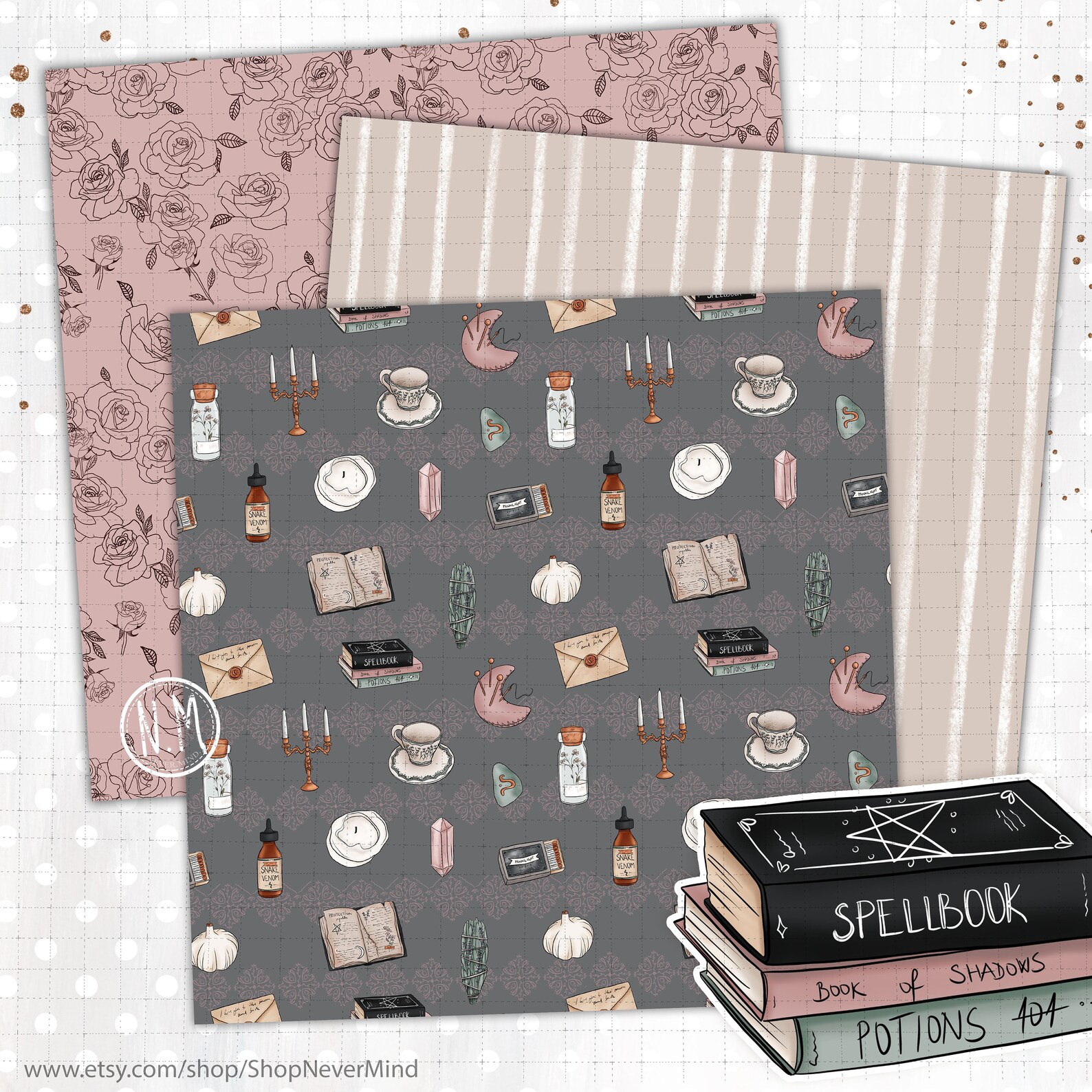 Halloween Digital Paper Pack Halloween Digital Pattern Witch Commercial ...