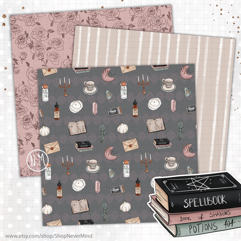 Halloween digital paper pack halloween digital pattern witch | Etsy