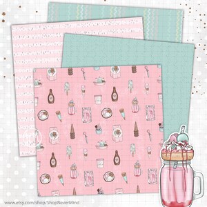 Ice Cream Digital Paper Pack Pink Ice Cream Shop Digital Pattern ...