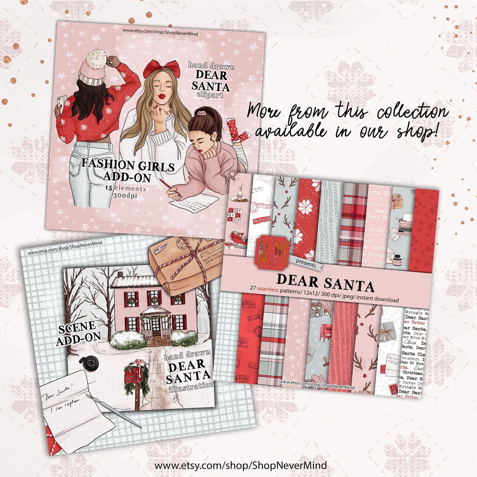 Christmas Clipart Kit Dear Santa Clipart Stamps Typewriter | Etsy