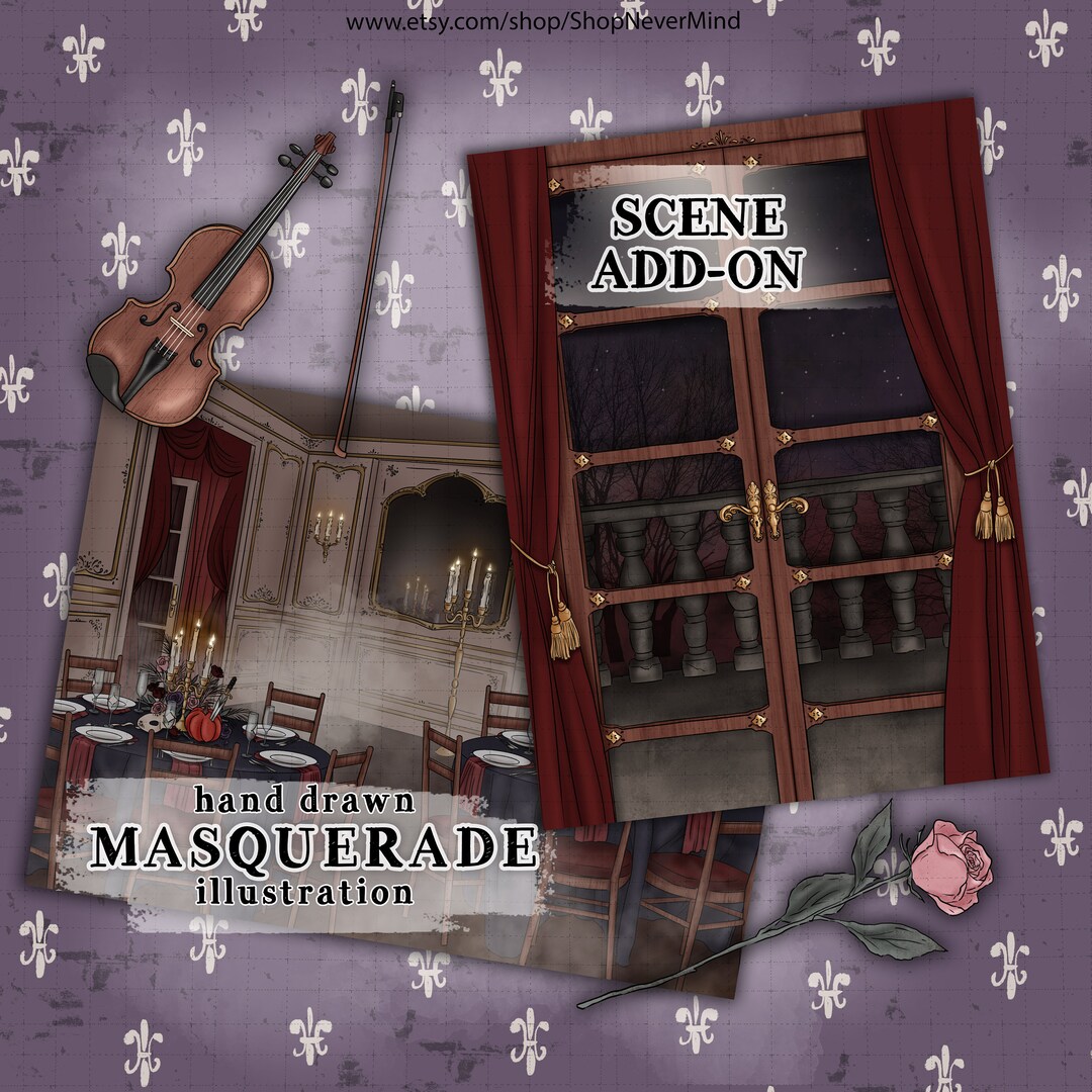 Masquerade Illustration Masquerade Ball Scene Commercial Use Halloween ...