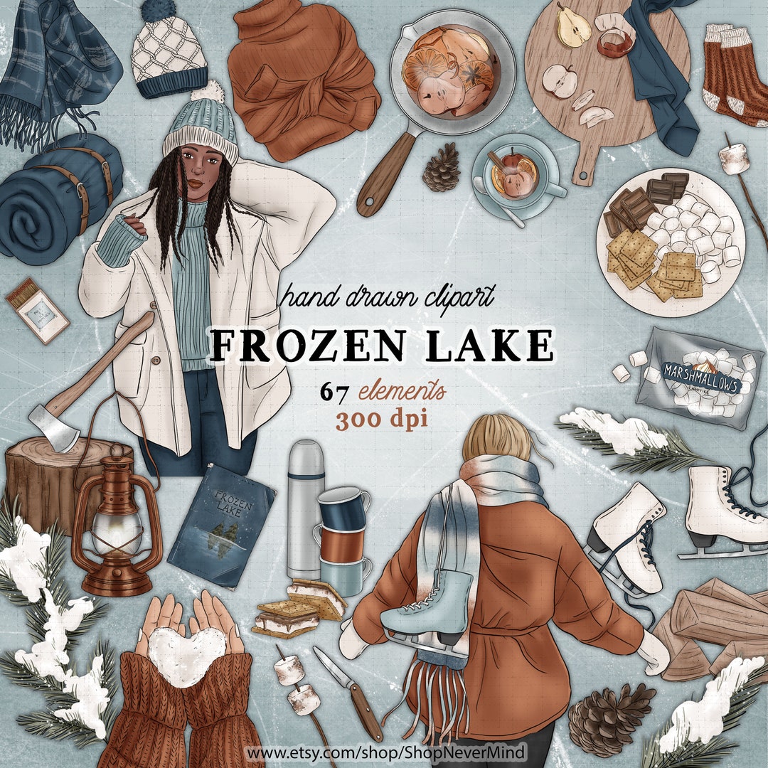 Winter Clipart Winter Wonderland Clipart Kit Commercial Use Frozen Lake ...