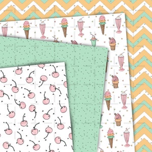 Ice Cream Digital Paper Pack Cute Hand Drawn Ice Cream Digital Pattern ...