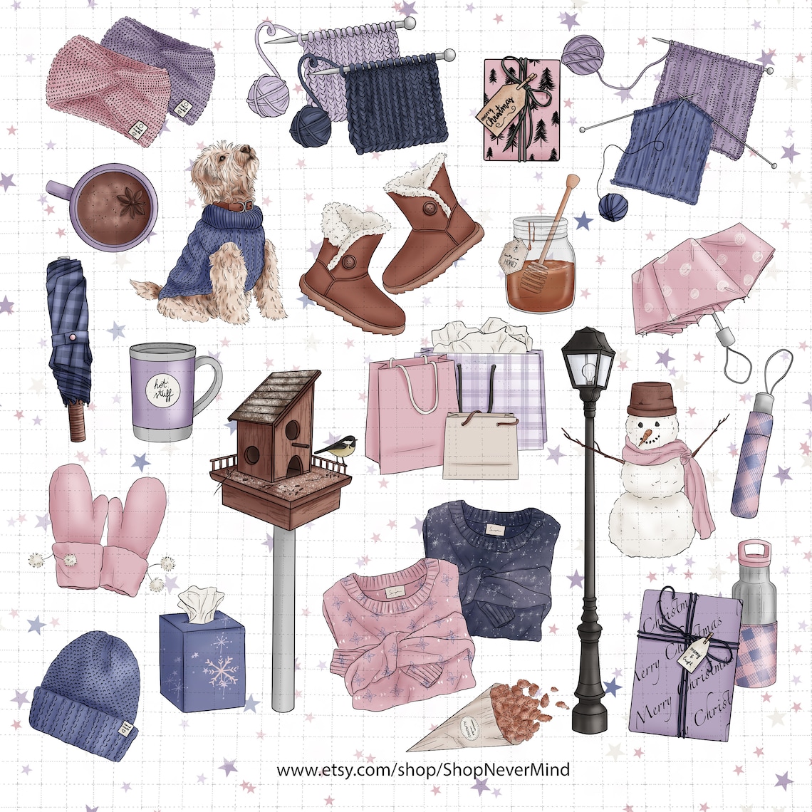 Winter Clipart Kit Winter Snow Clipart Winter Wonderland | Etsy