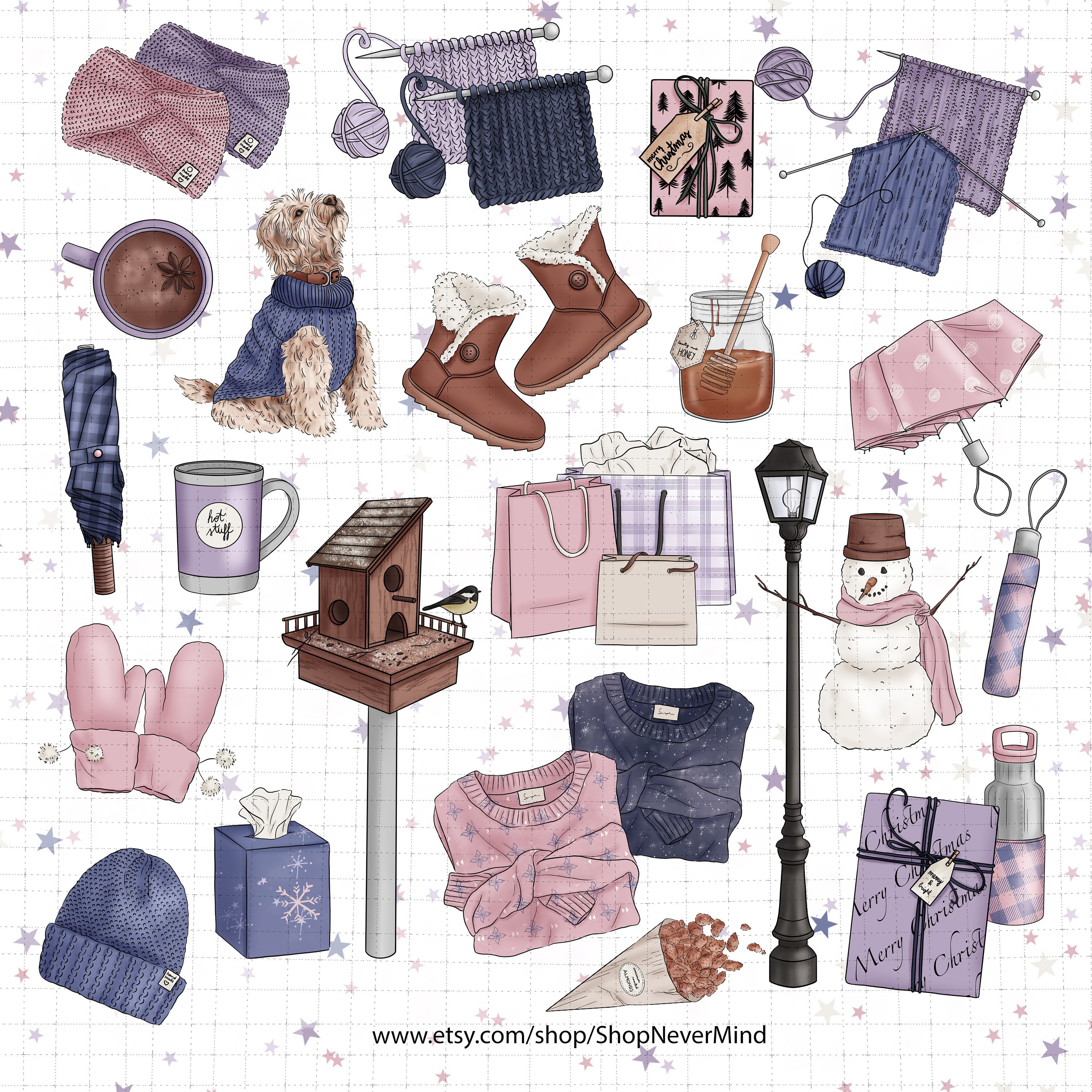 Winter Clipart Kit Winter Snow Clipart Winter Wonderland | Etsy