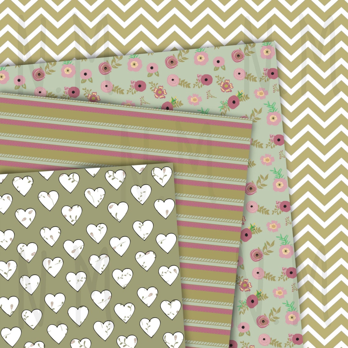 Love Digital Paper Pack Love Digital Pattern Hearts Printable | Etsy