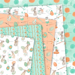 Easter Digital Paper Pack Watercolor Pastel Easter Digital Pattern Mint ...