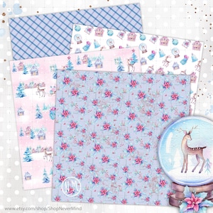 Pink Christmas Digital Paper Pack Snowglobe Winter Digital Pattern ...