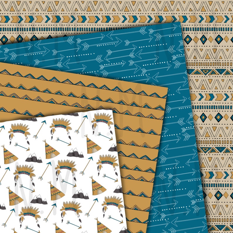 Tribal Digital Paper Pack Tribal Digital Pattern Mustard | Etsy