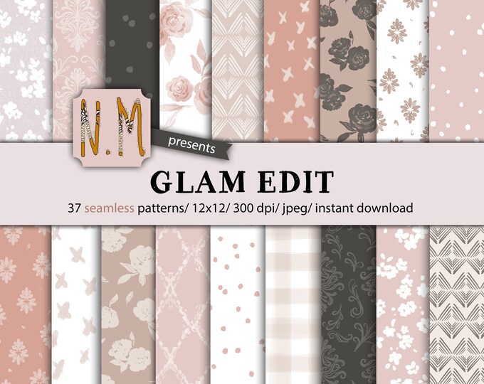 Glam Digital Paper Pack Floral Digital Pattern Commercial Use - Etsy