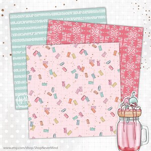 Ice Cream Digital Paper Pack Pink Ice Cream Shop Digital Pattern ...