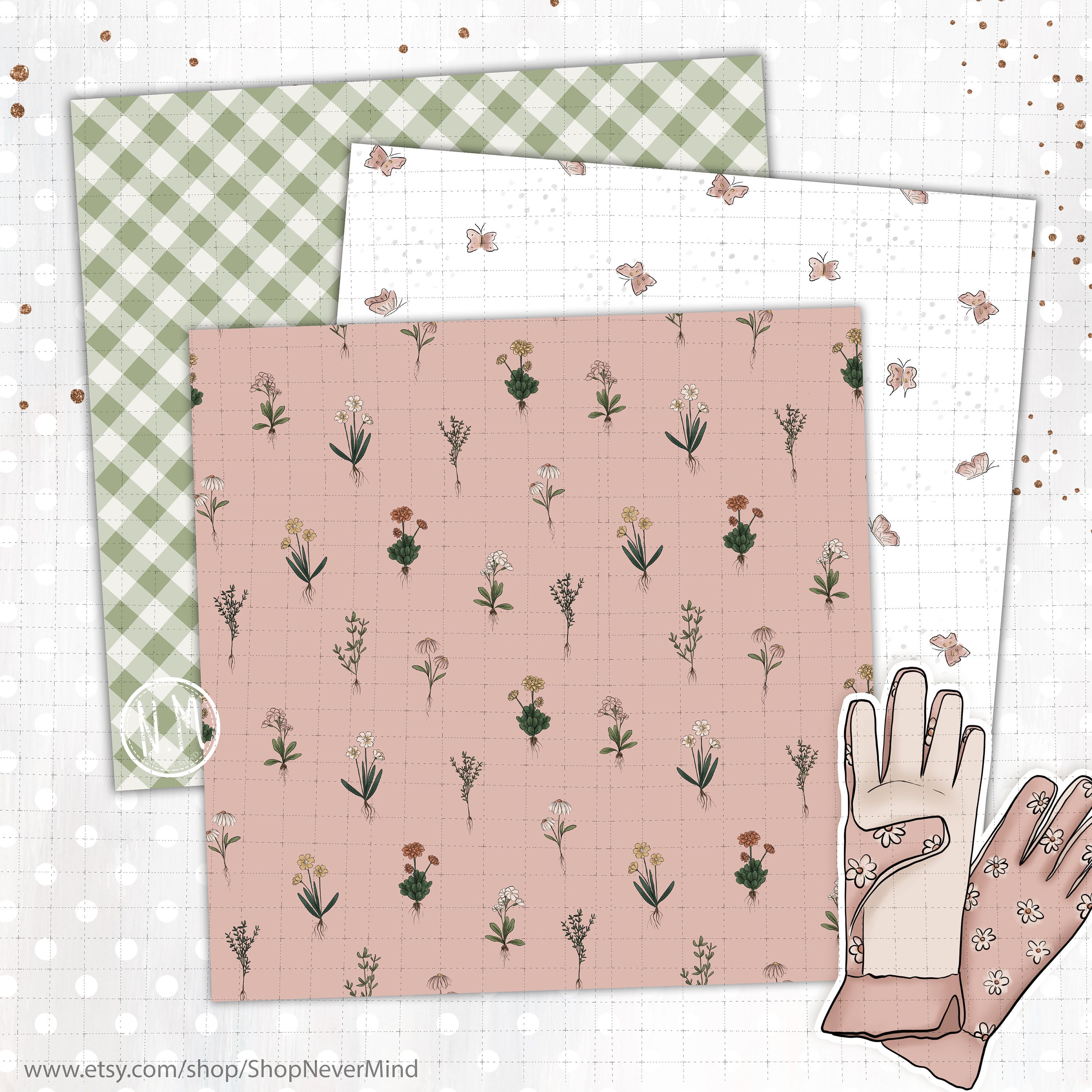 Spring Garden Digital Paper Pack Gardening Digital Pattern - Etsy