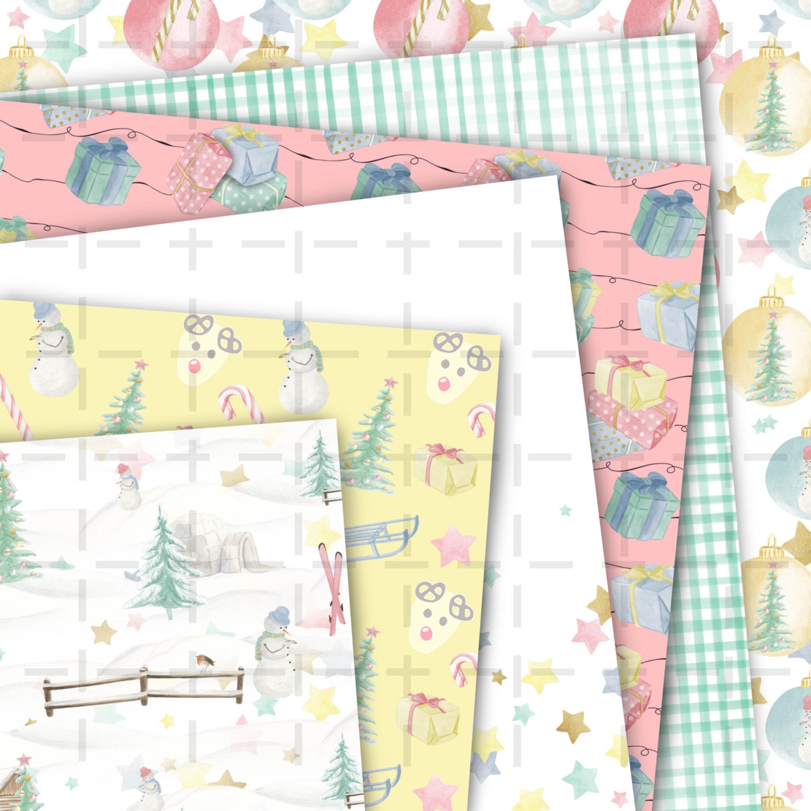 Christmas Digital Paper Pack Pastel Christmas Digital Pattern | Etsy