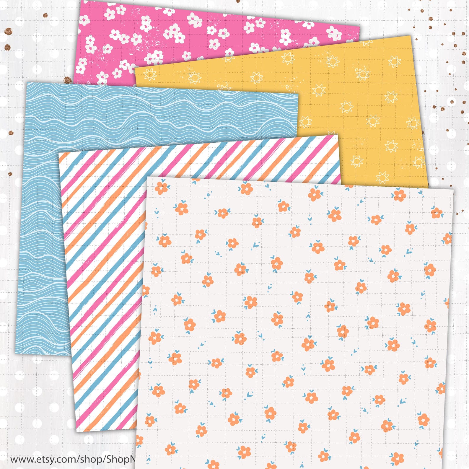 Summer Paper Pack Summer Vacation Digital Pattern Commercial Use ...
