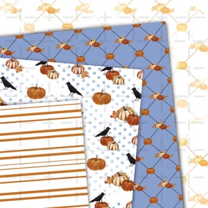 Autumn Digital Paper Pack Watercolor Fall Digital Pattern Orange Brown ...