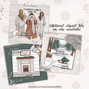 Christmas Clipart Kit Commercial Use White Christmas Clipart Rustic ...