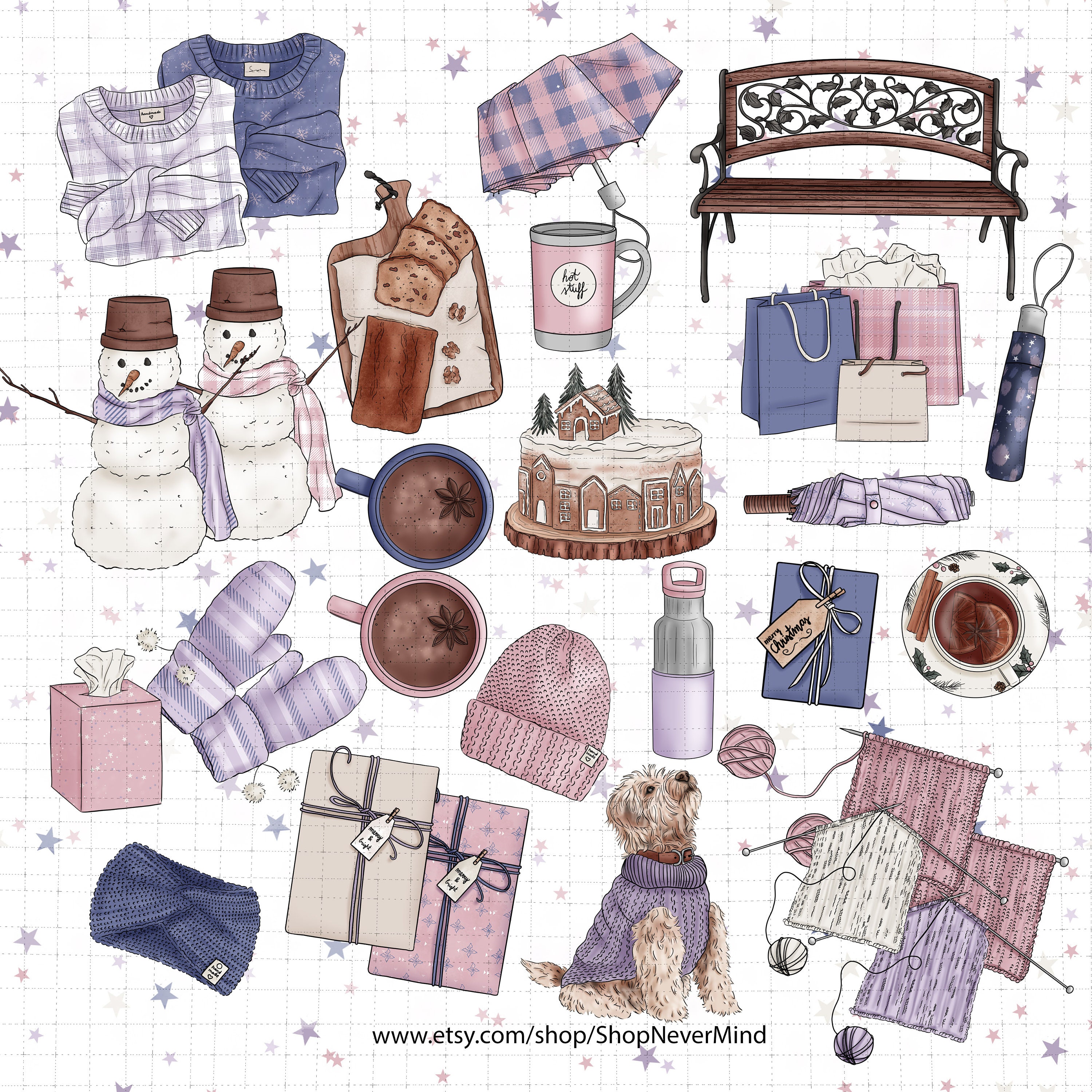 Winter Clipart Kit Winter Snow Clipart Winter Wonderland | Etsy